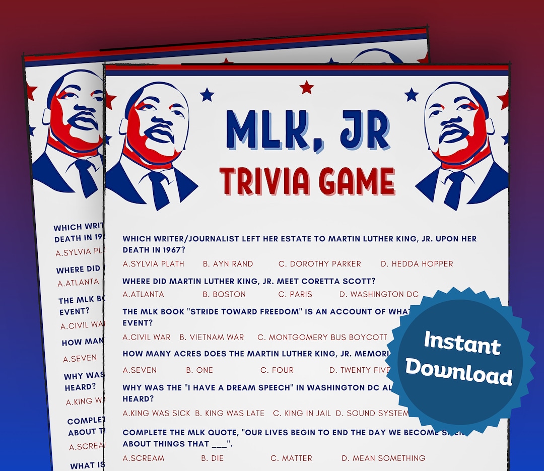 MLK Trivia Game, Martin Luther King, MLK, Martin Luther King Day ...