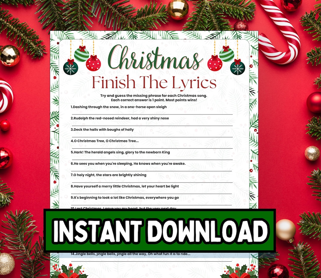 Christmas Finish the Lyrics Game, Christmas Songs Game, Fun Christmas ...