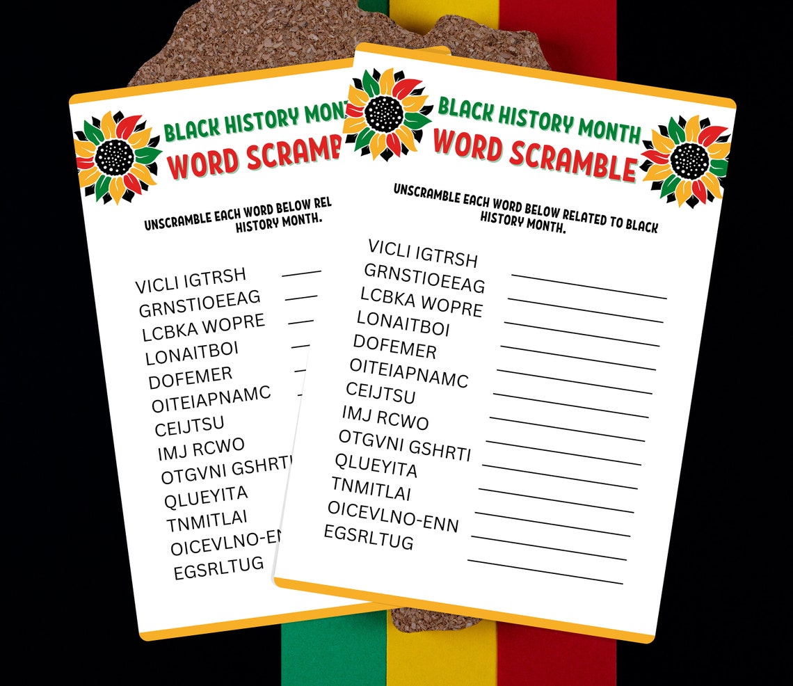 Black History Word Scramble Game, Black History Month, Black History ...
