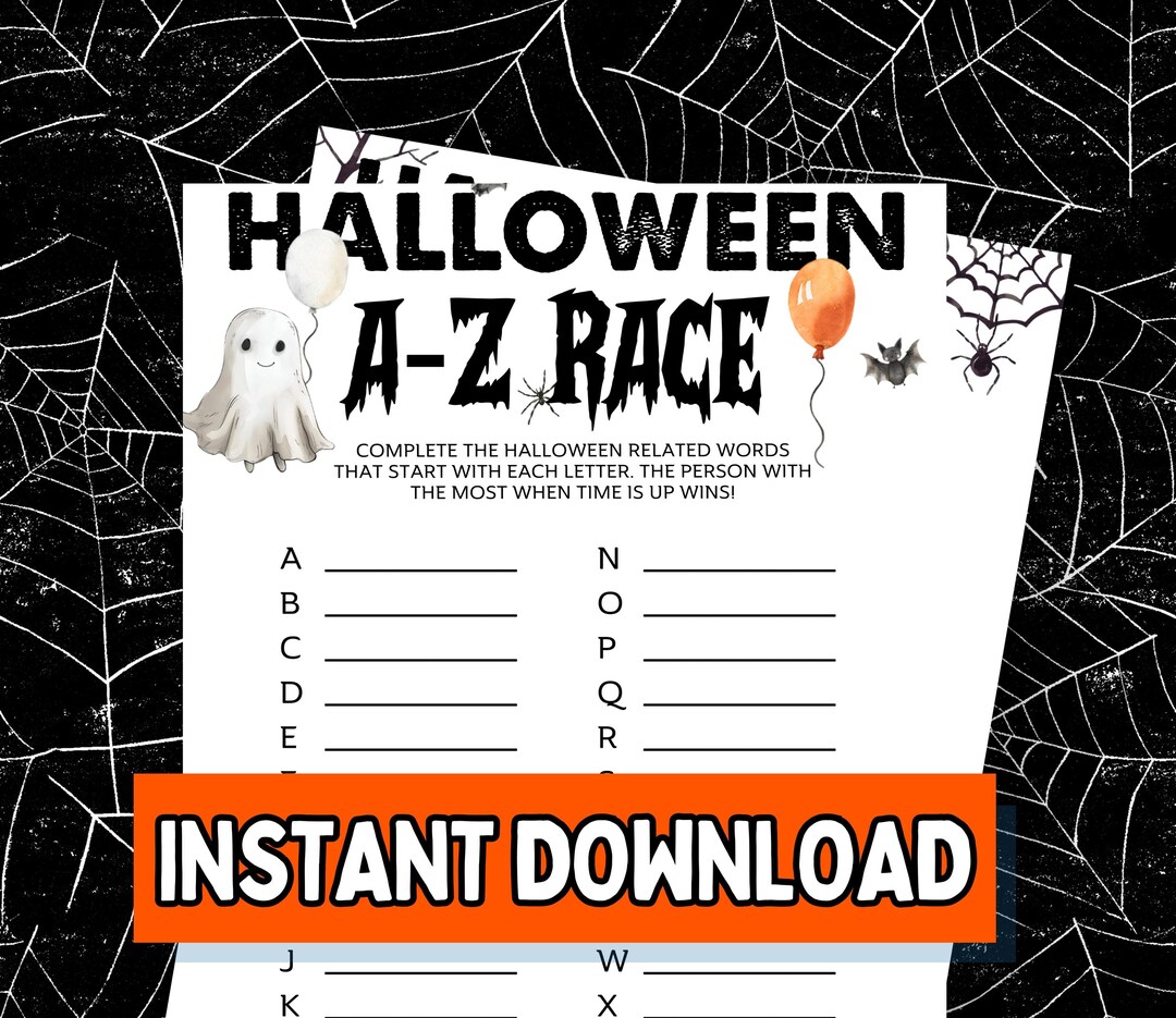 Halloween A to Z Race Game, Alphabet Game, Halloween Printable, Fun ...