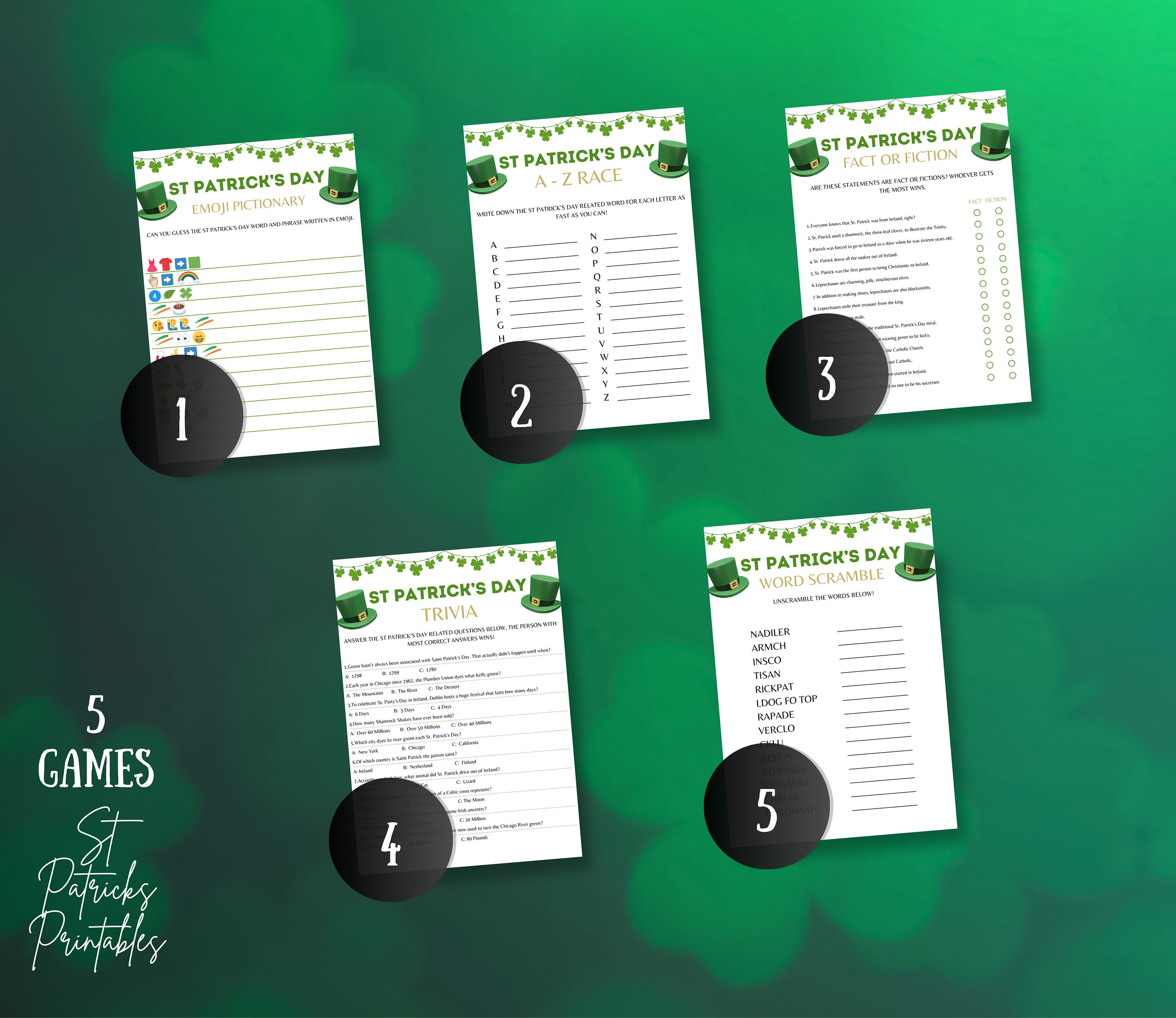 St Patricks 5 Game Bundle, St Patricks Day Games, Fun Activities for ...