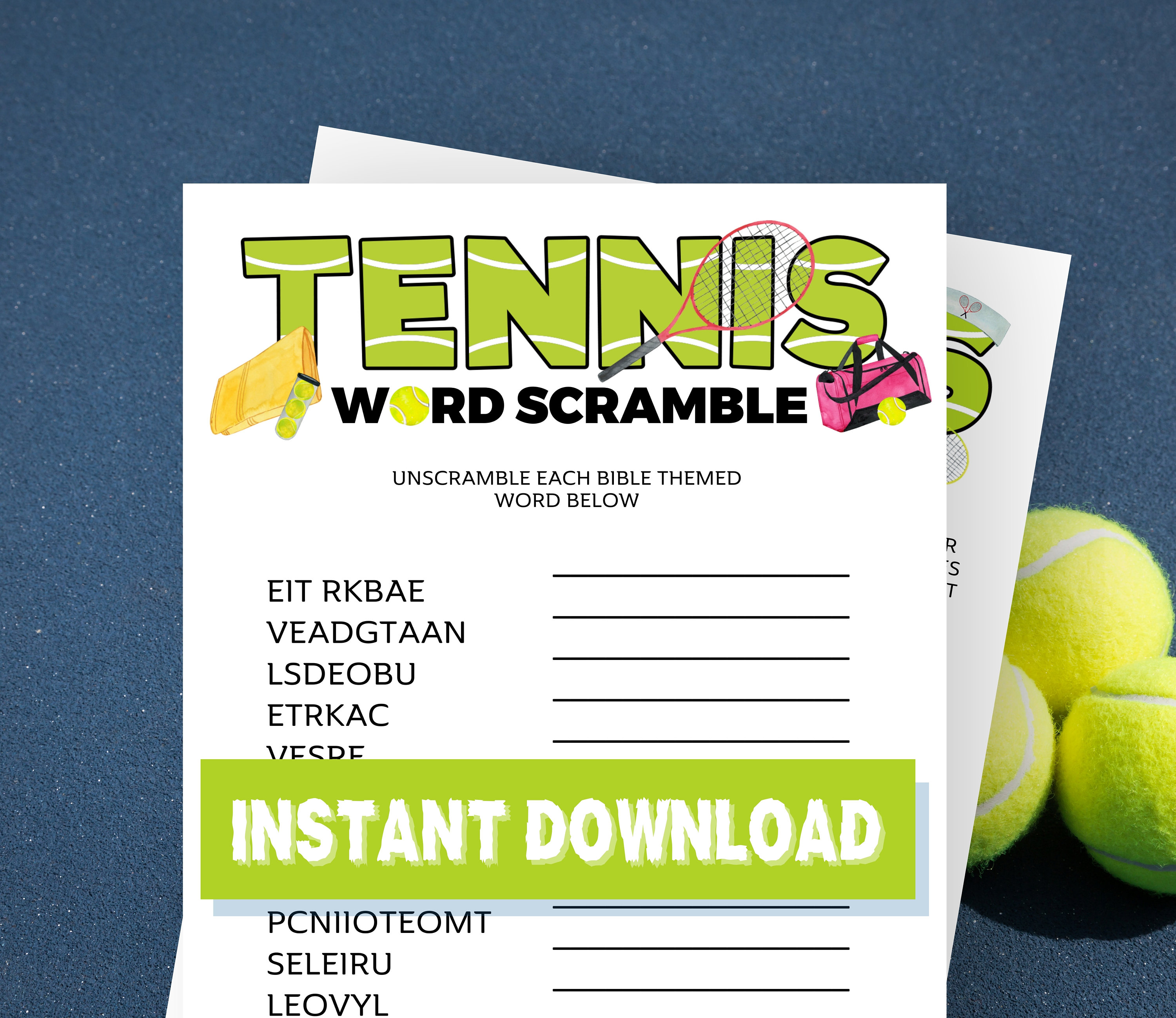 Tennis Word Scramble Game, Word Scramble Game, Team Building, Fun ...