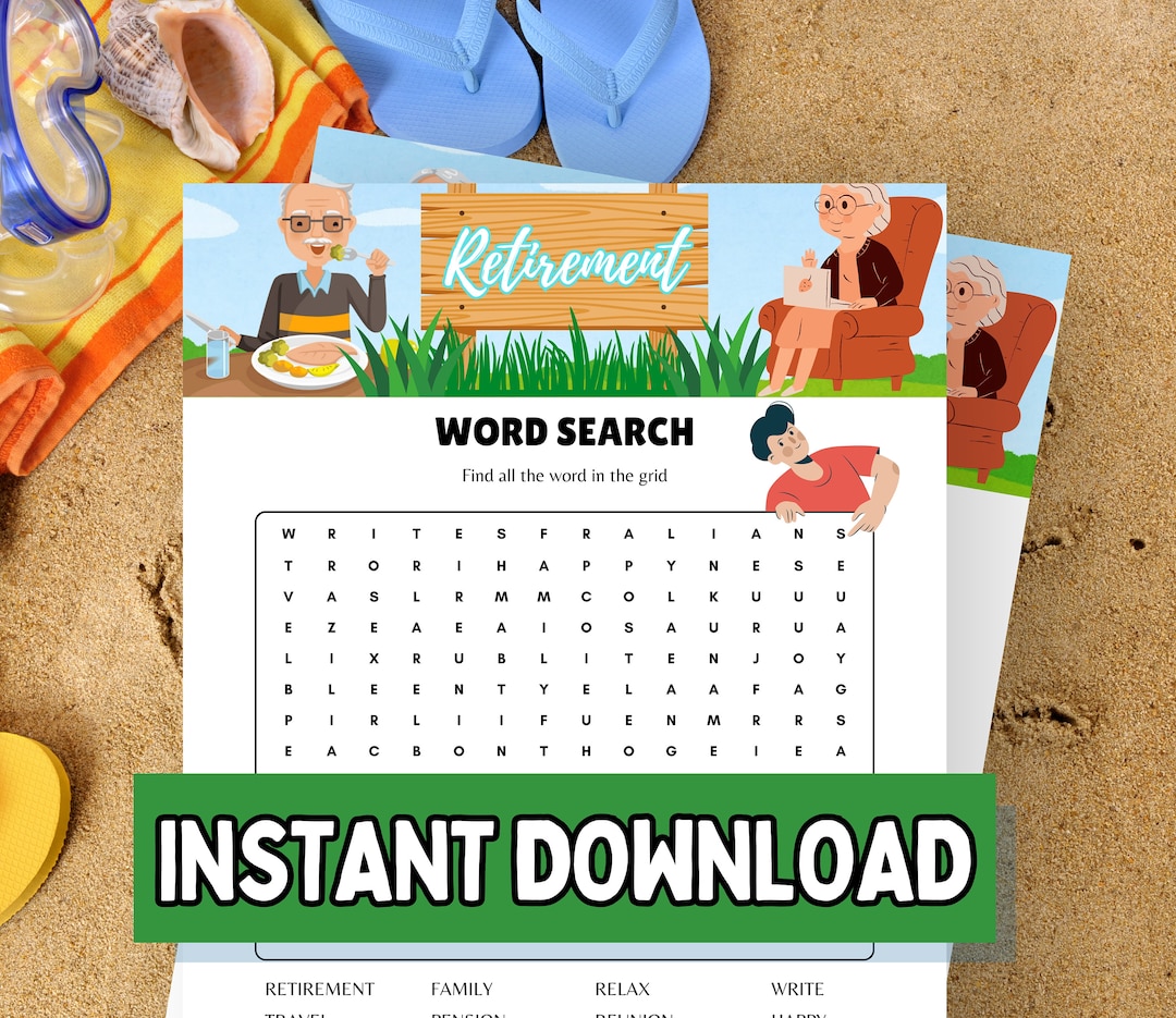 Retirement Word Search Game, Word Search, Retiree Word Games, Memory ...