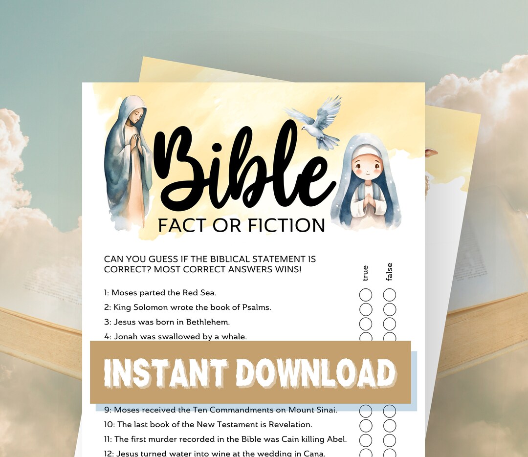 Bible Fact or Fiction Game, Fact or Fiction, Christian Game, Bible ...