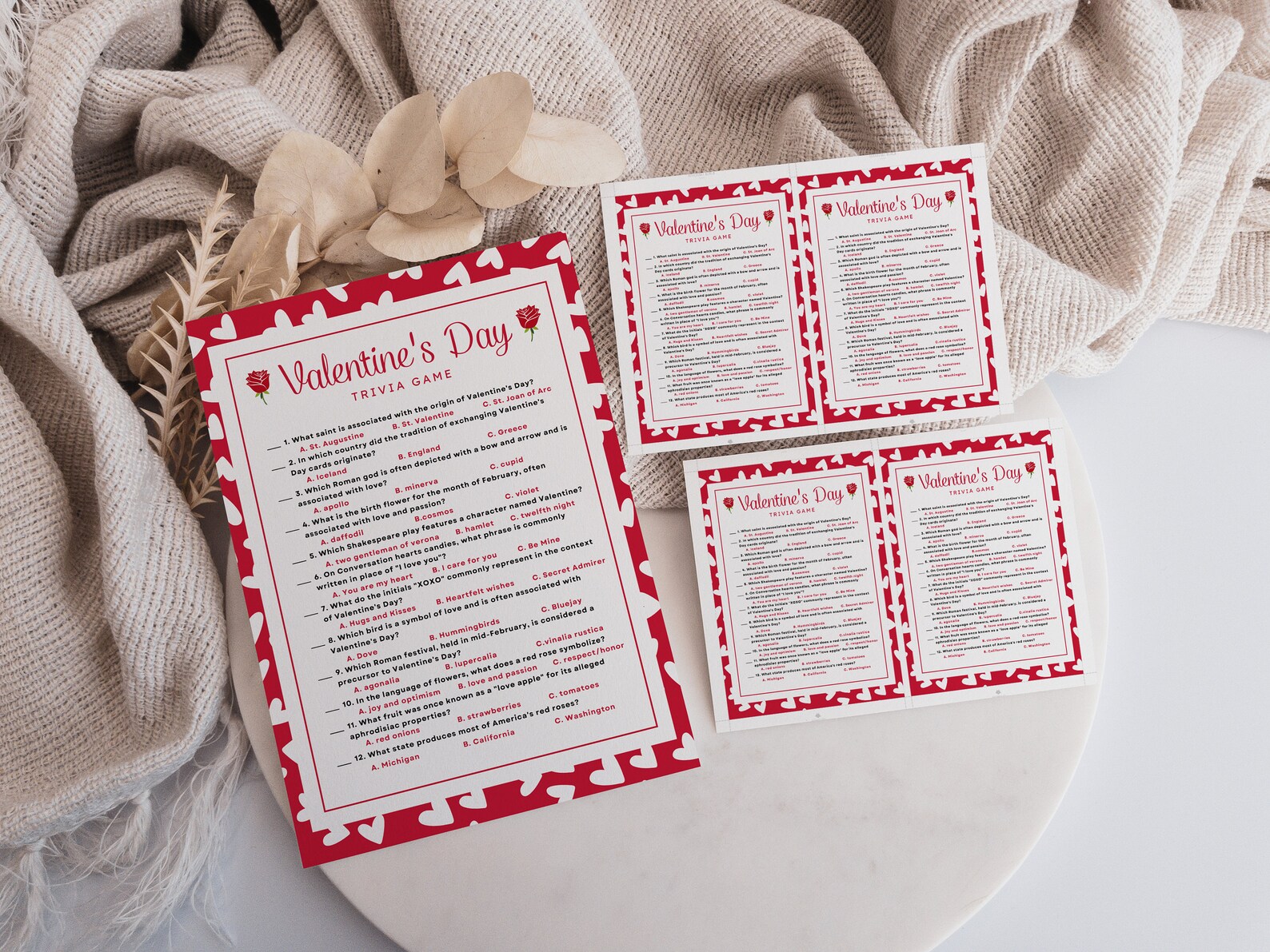 Valentines Day Trivia Game, Valentine Day, Party Games, Adults, Kids ...