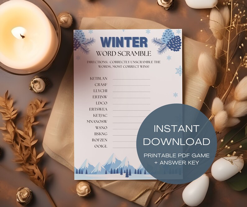Winter Word Scramble Game, Winter Word Games, Winter Printable Games ...