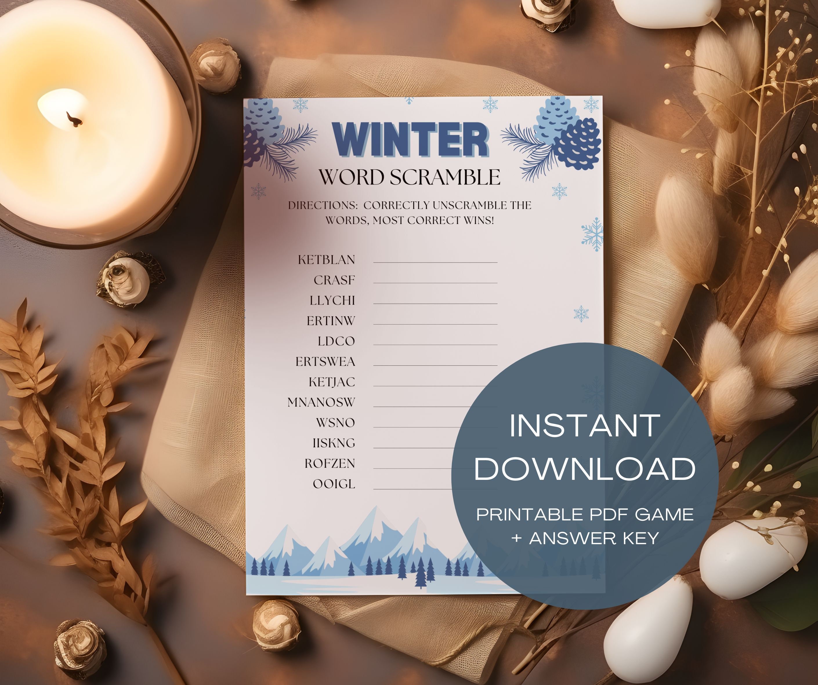 Winter Word Scramble Game, Winter Word Games, Winter Printable Games ...