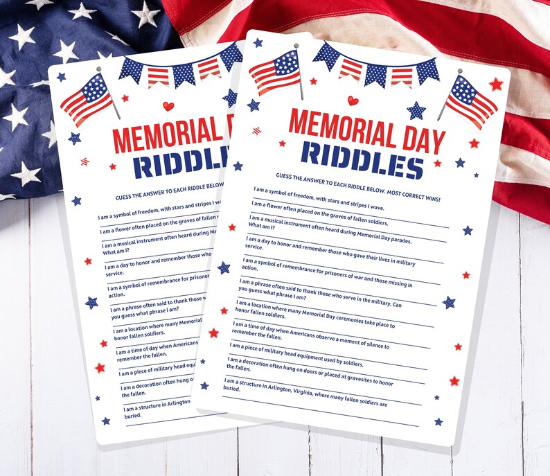 Memorial Day Riddles Game Printable - Etsy