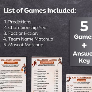 March Madness 5 Game Bundle, Basketball Printables, NCAA, March Madness ...