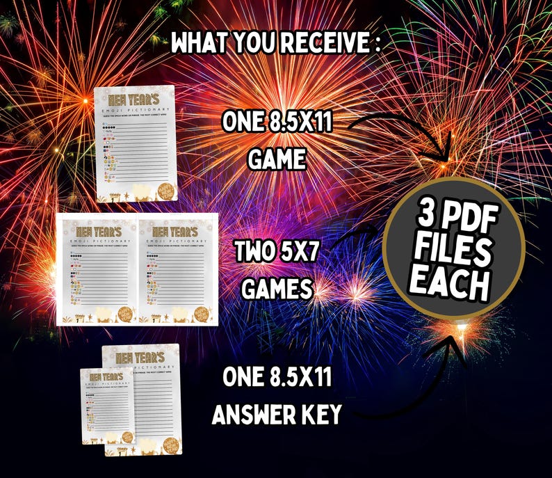 New Years Emoji Pictionary Game, Fun Emoji Quiz New Years Activity, New ...