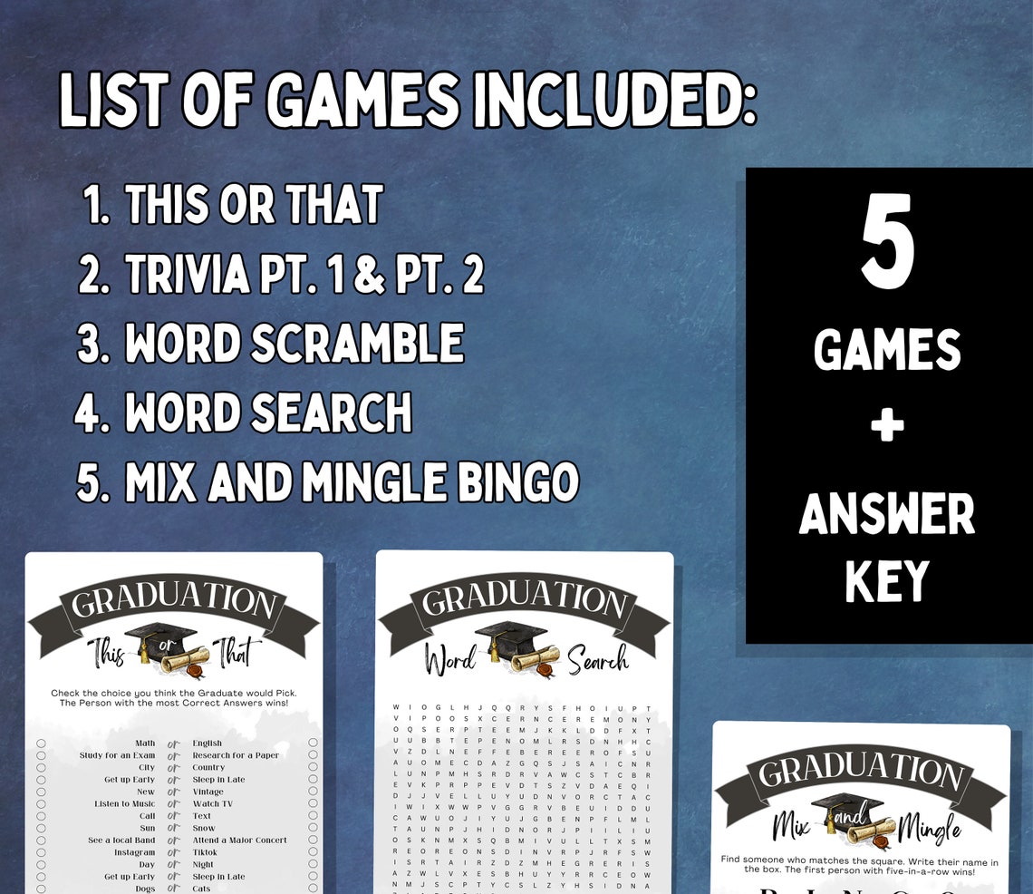 Graduation Game Bundle, Graduation Games, Games for All Ages, Fun Grad ...