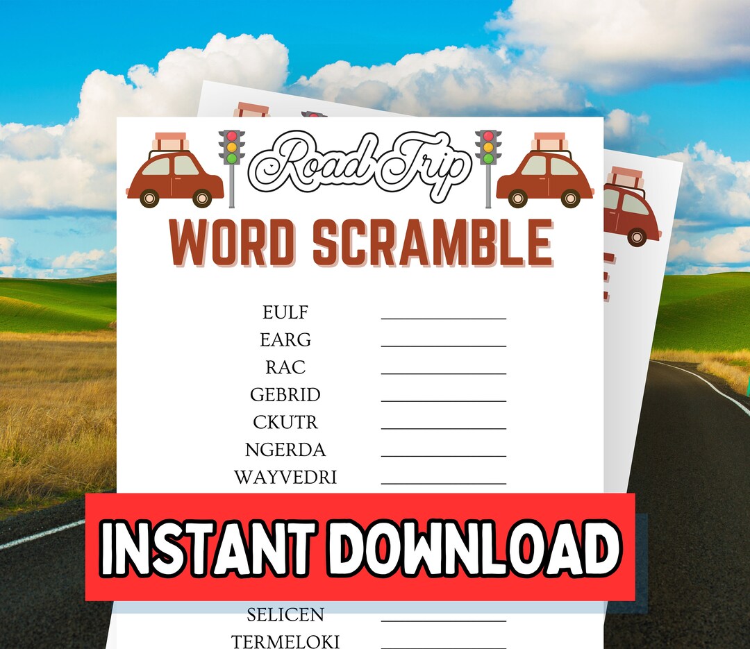 Road Trip Word Scramble Game, Word Scramble, Fun Travel Game, Vacation ...