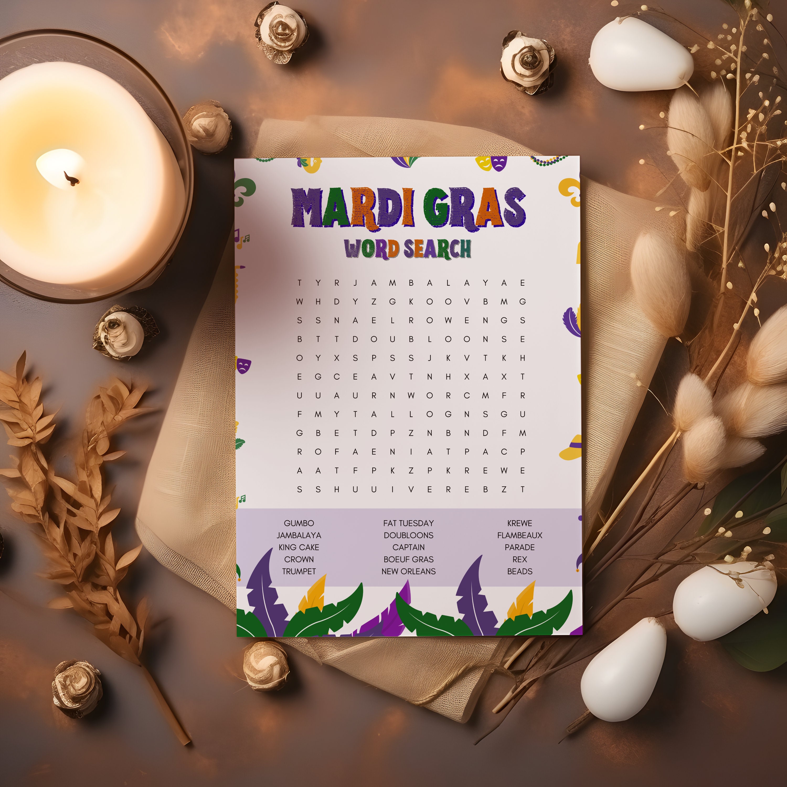 Mardi Gras Word Search, Word Search Game, Mardi Gras, Carnival, Games ...