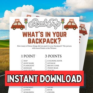 Road Trip Whats in Your Backpack Game, Whats in Your Backpack, Fun ...