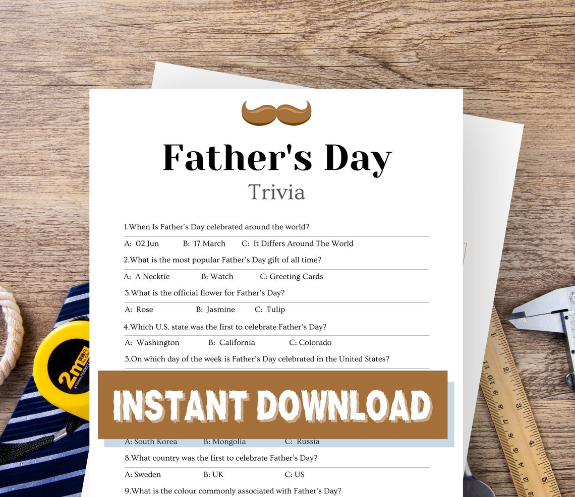 Fathers Day Trivia Game, Fathers Day Game, Dad Printable, Dad Games for ...