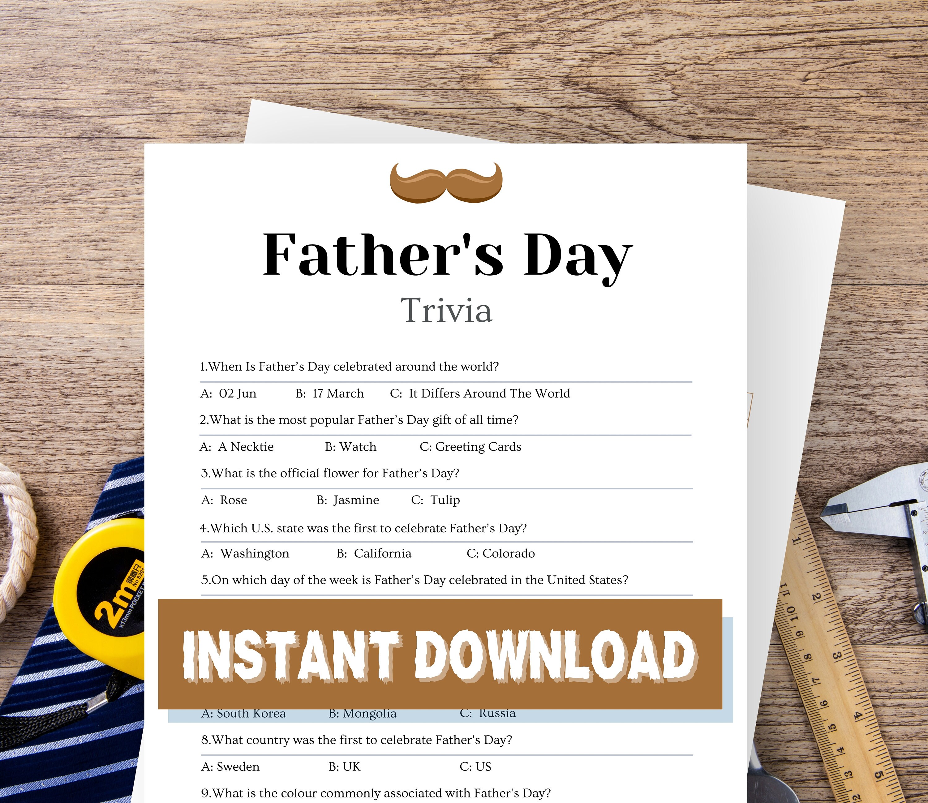 Fathers Day Trivia Game, Fathers Day Game, Dad Printable, Dad Games for ...