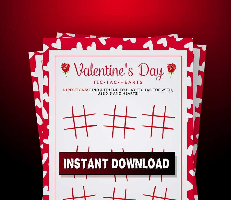Valentines Tic Tac Toe, Valentines Day Friend Game, Tic Tac Hearts, Fun ...