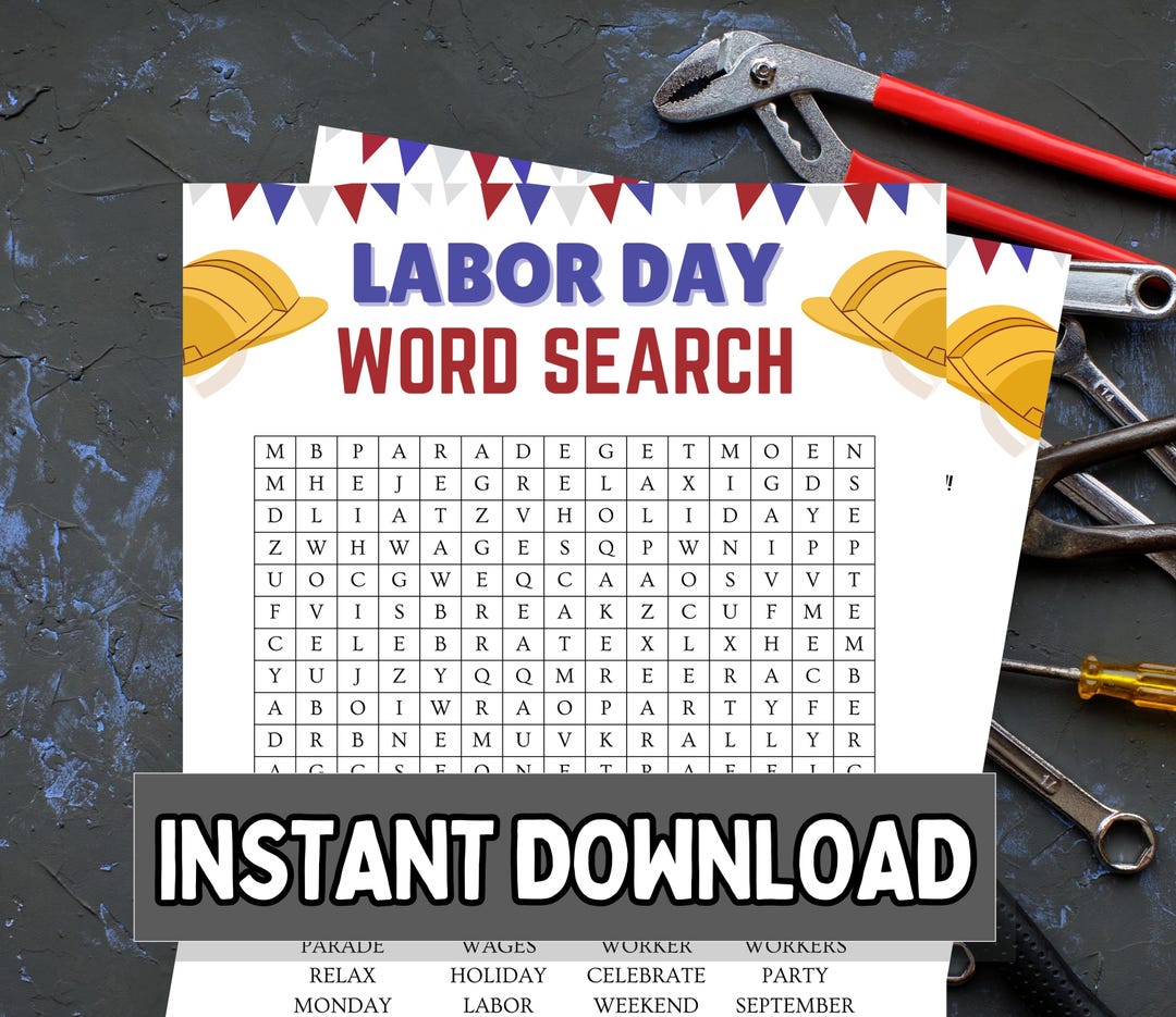 Labor Day Word Search Game, Word Search, Work Party Game, USA Game ...