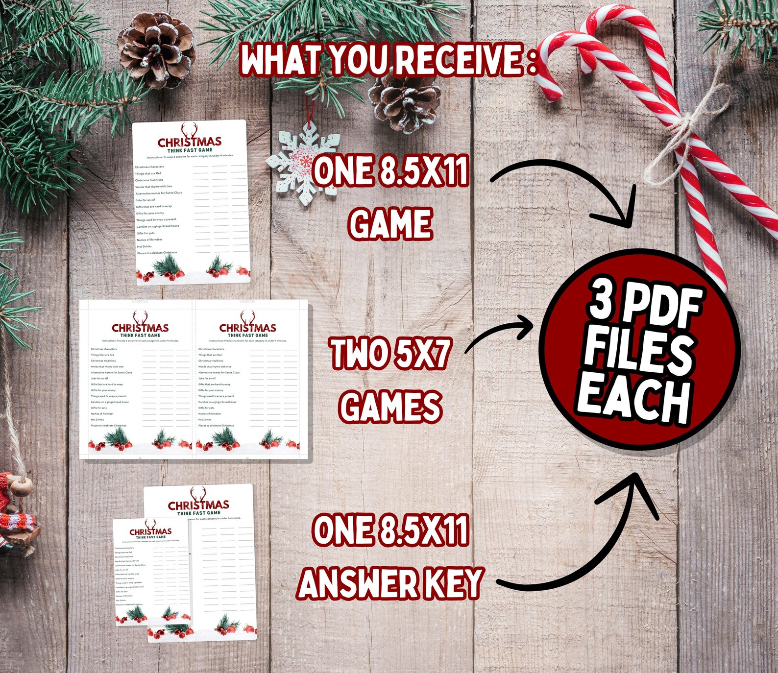 Christmas Printable Game, Think Fast Game, Holiday Party Game, Work ...