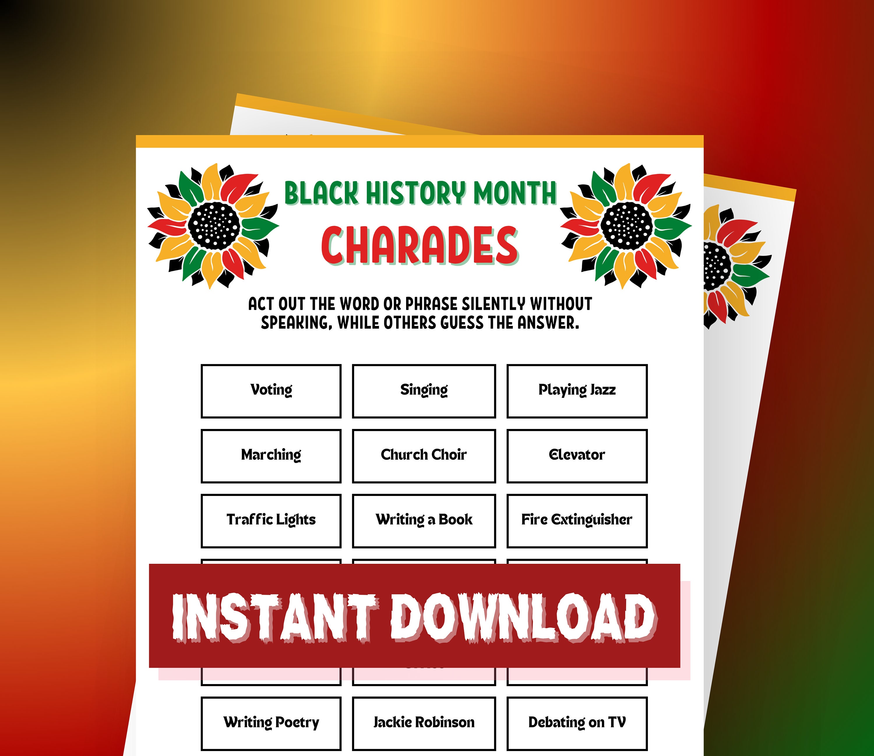 Black History Charades Game: Classroom Printable (digital Download) - Etsy