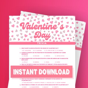 Valentines Trivia Game, Valentines Day Games, Valentines Day Printable ...