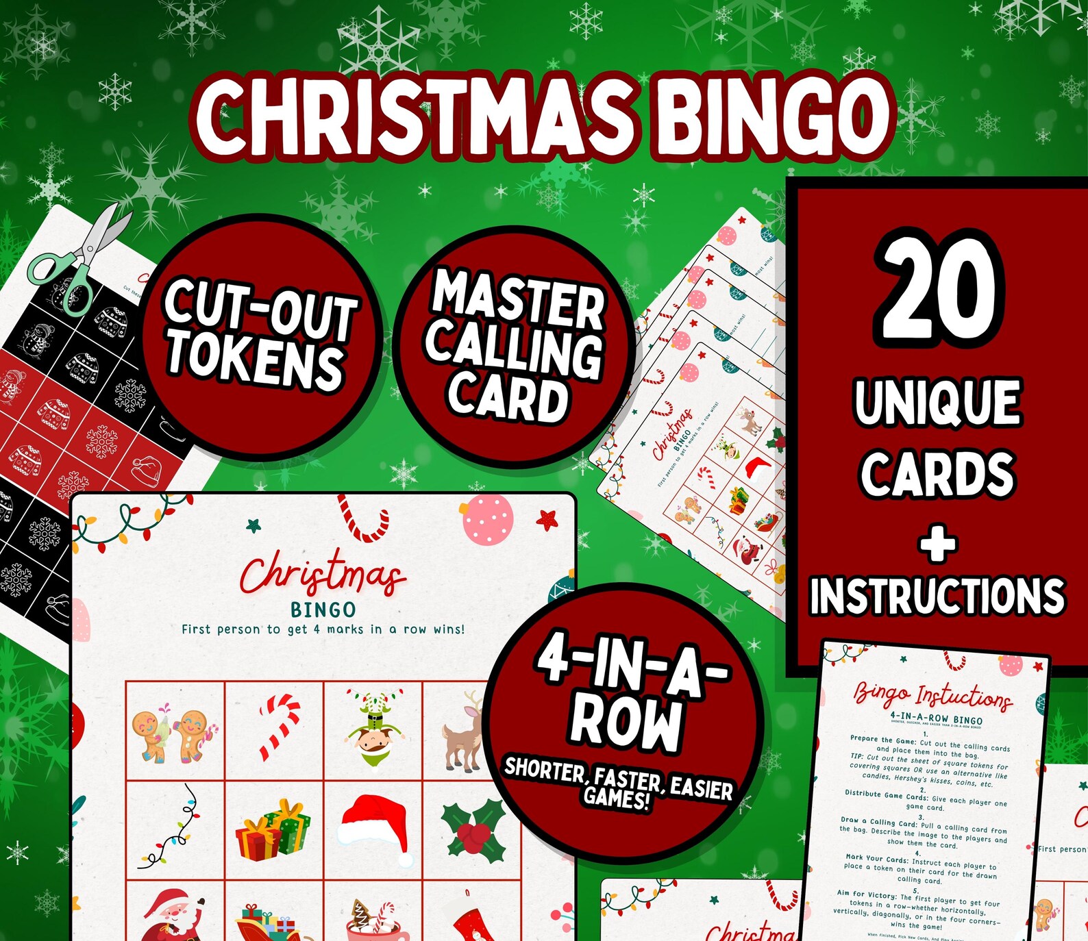 Christmas Bingo Game, Fun Christmas Game, Bingo Cards, Printable Bingo ...