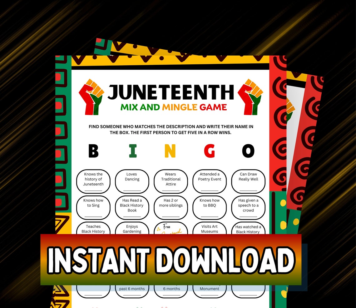 Juneteenth Mix and Mingle Bingo, Juneteenth Bingo, Icebreaker Game, Mix ...