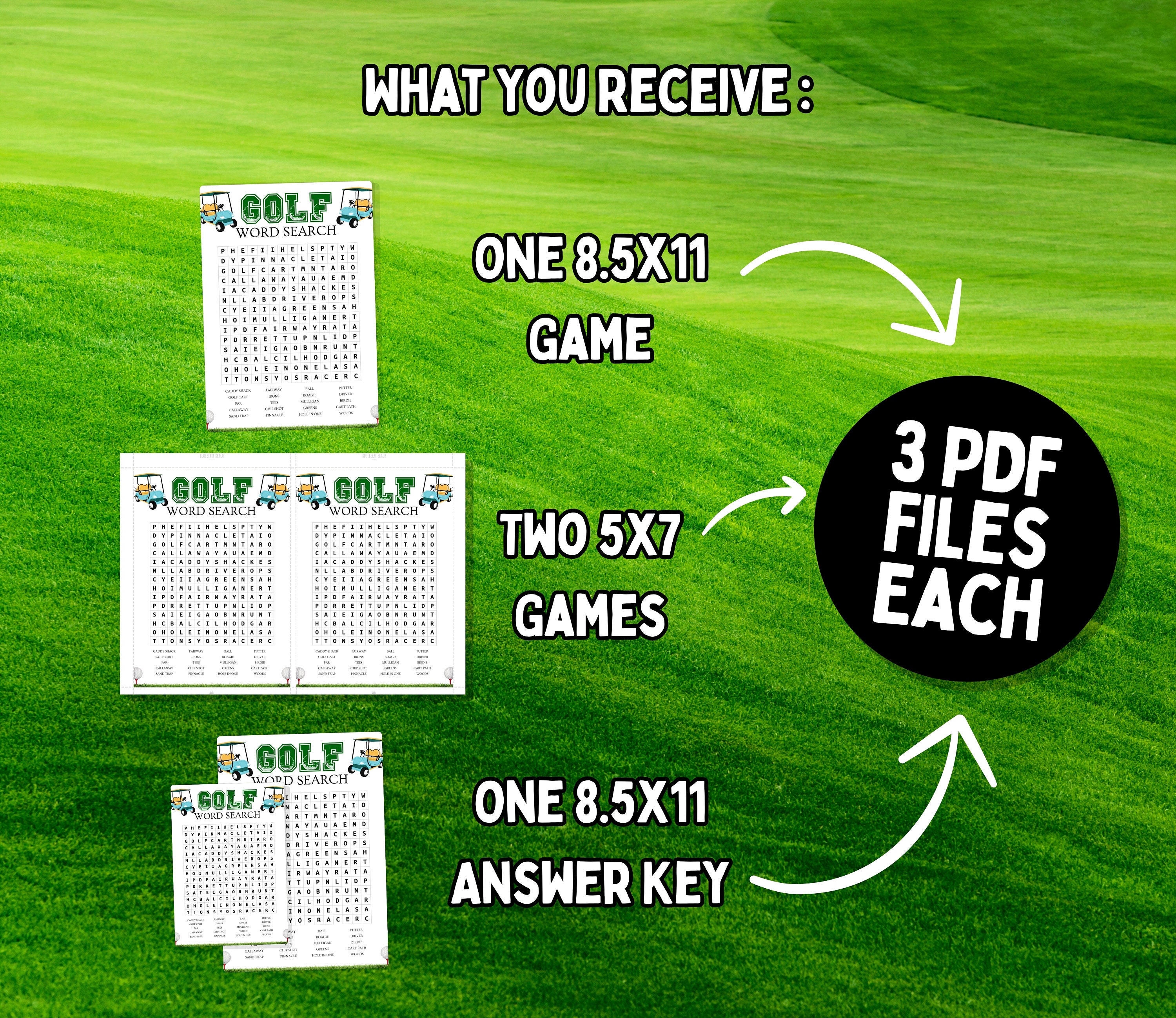 Golf Word Search Game, Word Search, Golf Party Game, Fun Kids Golfing ...