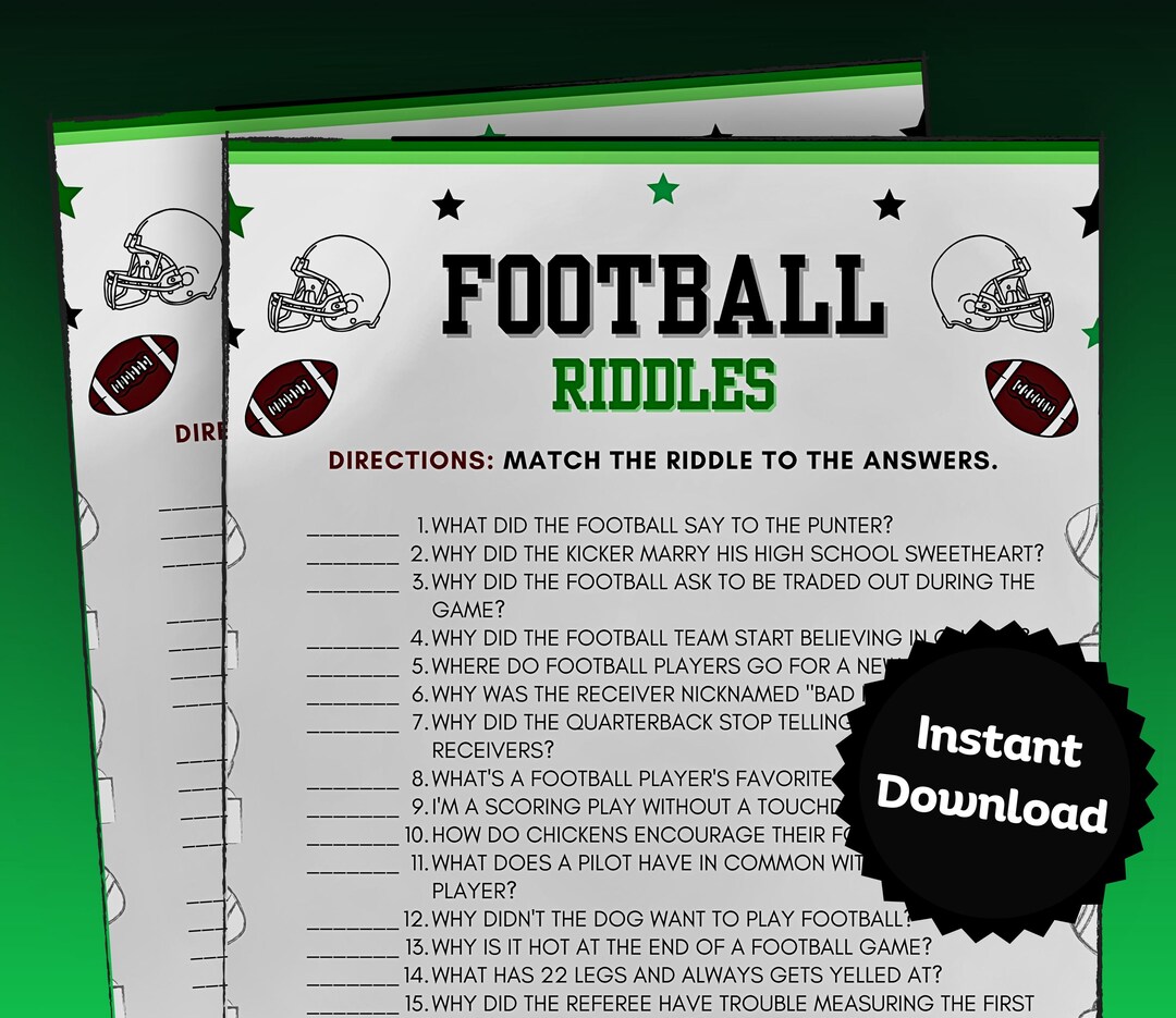 Editable Football Riddles Game, Superbowl Games, Football Party, Game ...