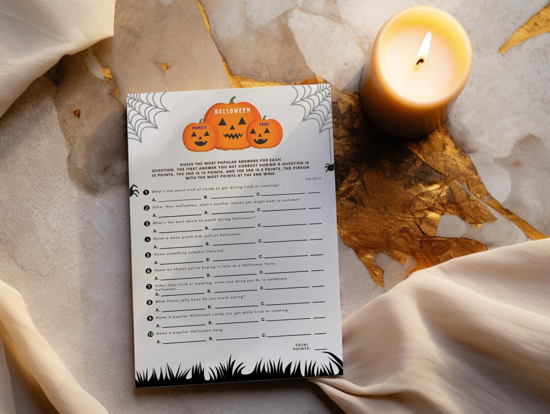 Halloween Family Feud Game Printable - Etsy