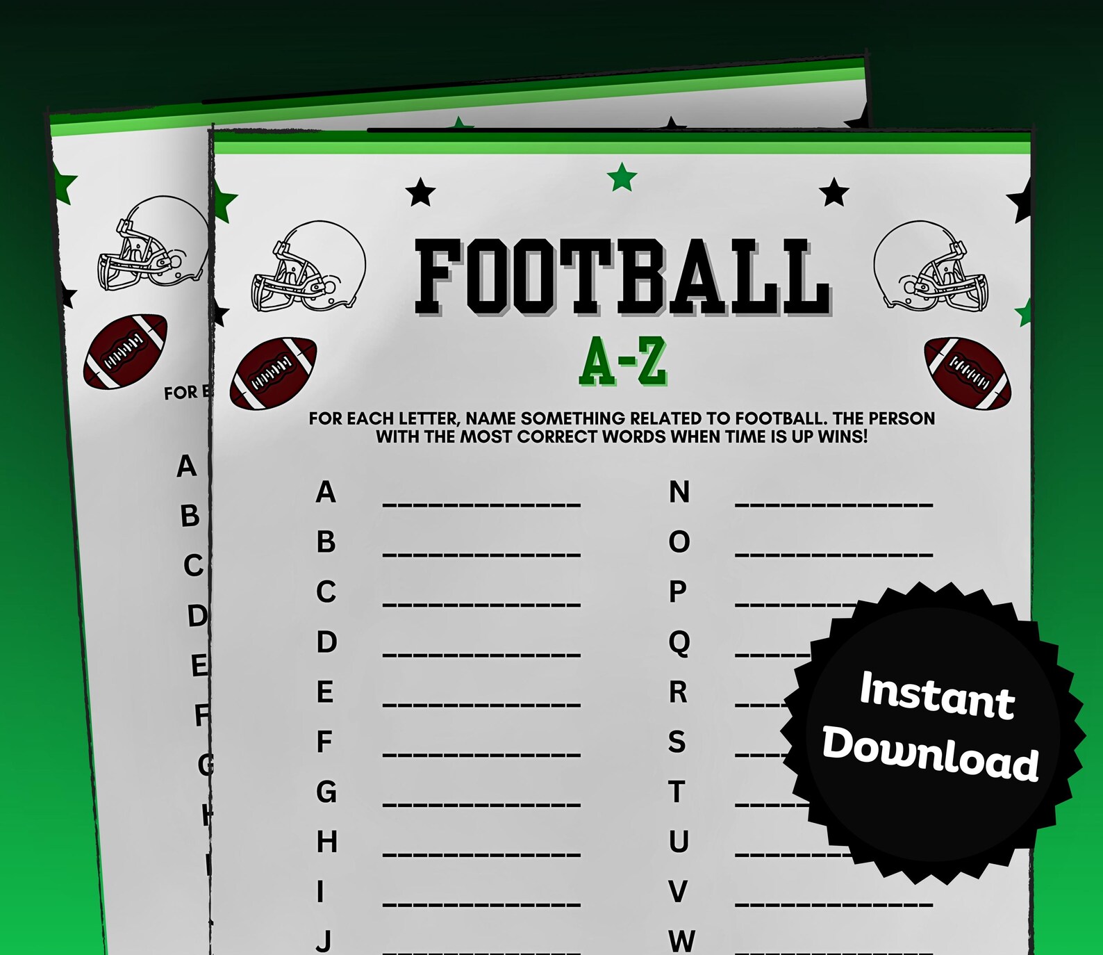 Football A to Z Game, Super Bowl Games, Football Party, Game Day ...