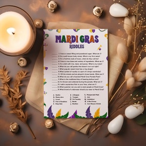 Mardi Gras Riddles Game, Mardi Gras Party Game, Fat Tuesday Party ...