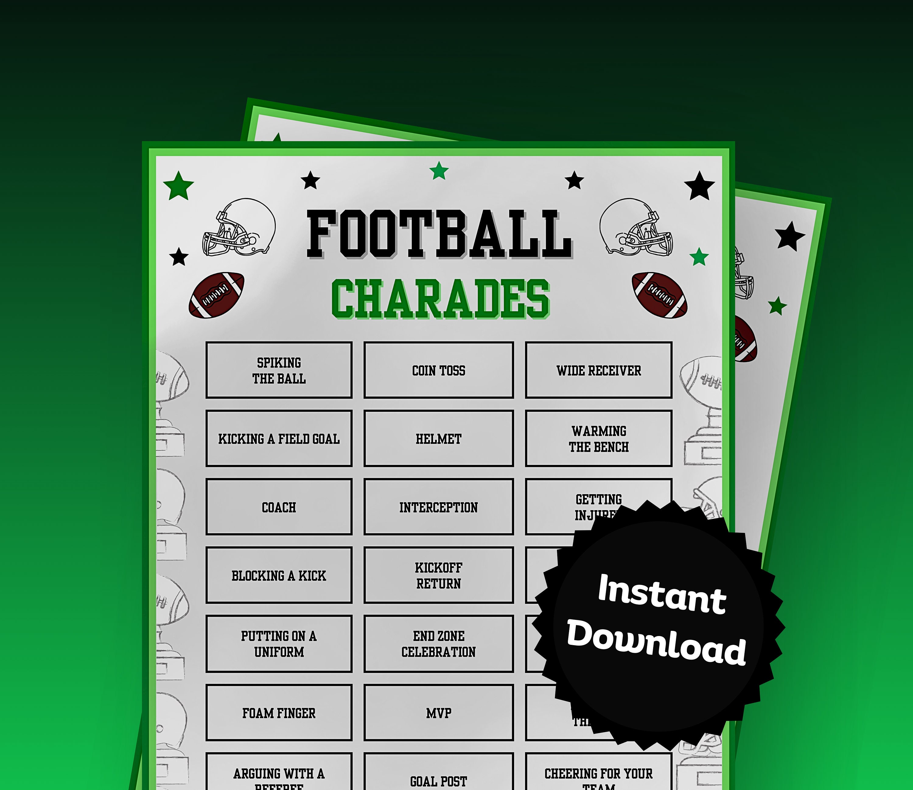 Football Charades, Football Party, Charades Game, Super Bowl Activity ...