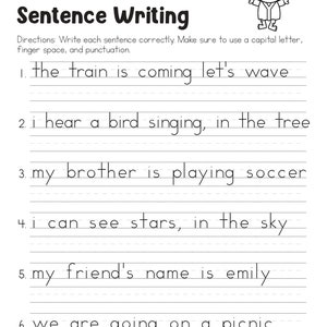 Correct the Sentences Worksheets, 10 Page Printable, for 1st and 2nd ...