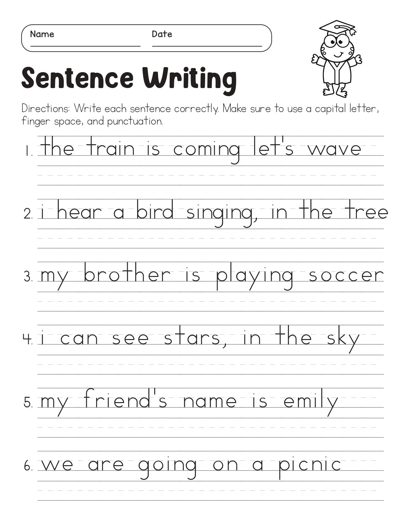 Free Printable 1st Grade Handwriting Worksheets Handwriting Practice