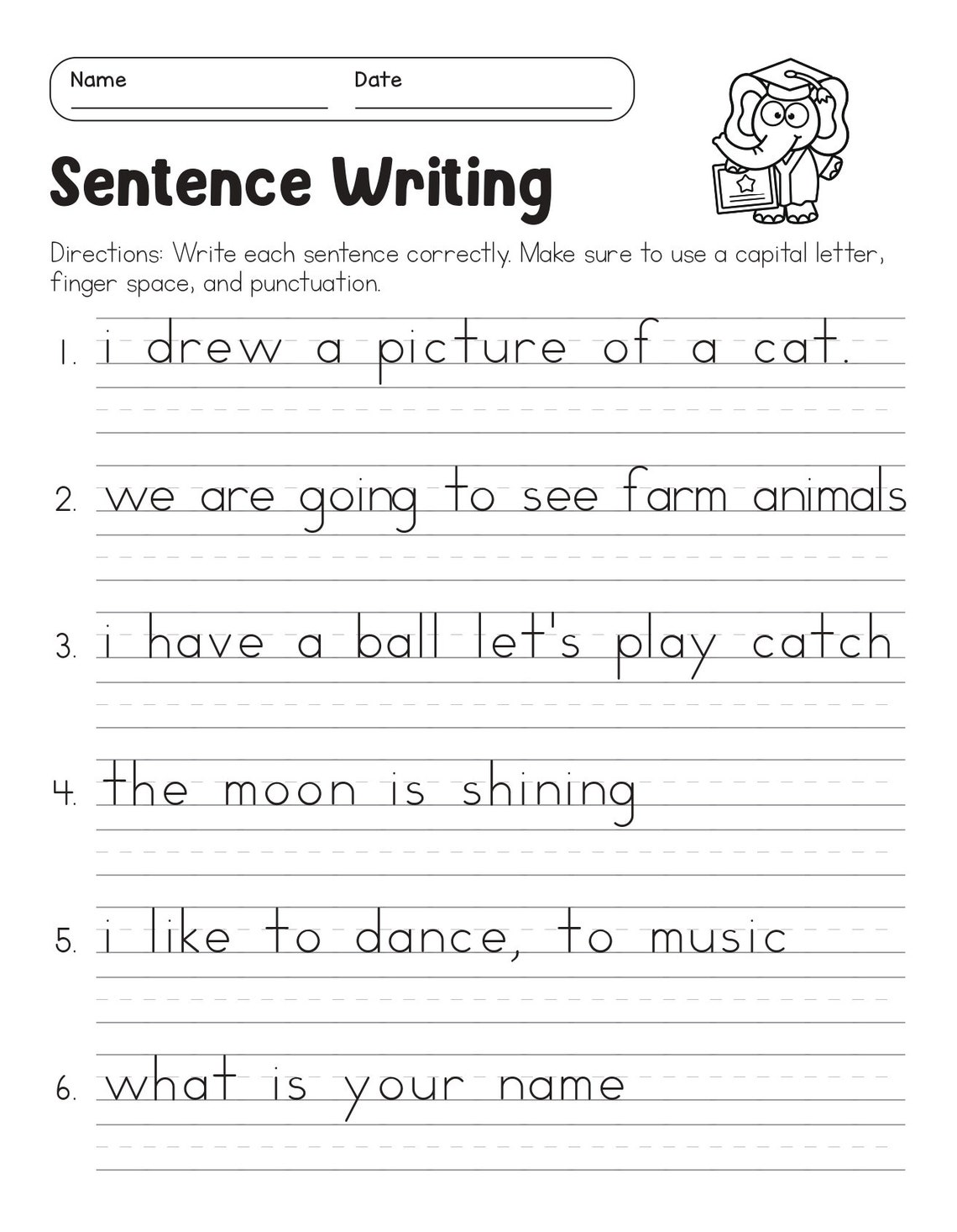 Correct the Sentences Worksheets, 10 Page Printable, for 1st and 2nd ...