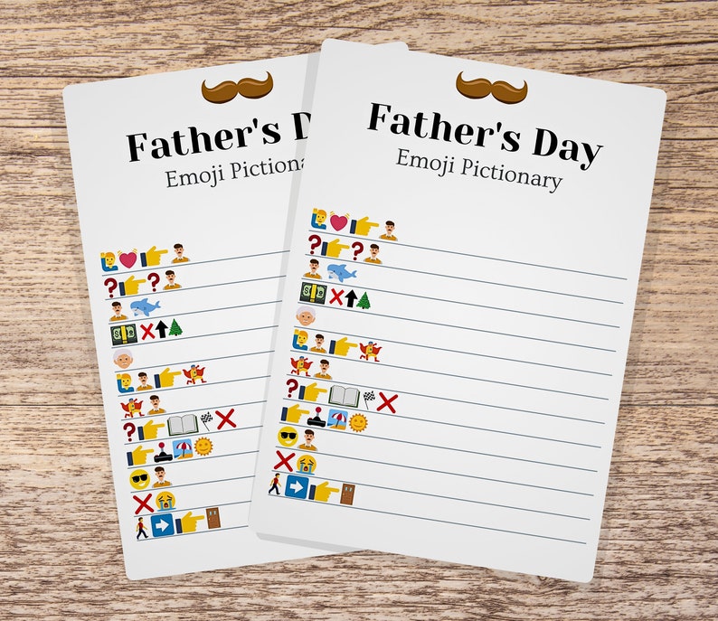 Fathers Day Emoji Pictionary Game, Fathers Day Game, Emoji Quiz, Fun ...