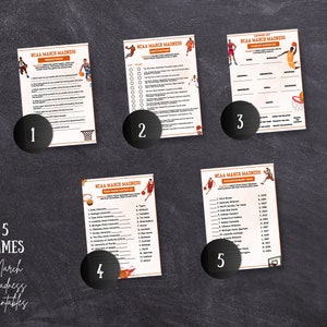 March Madness 5 Game Bundle, Basketball Printables, NCAA, March Madness ...