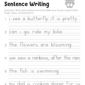 Correct the Sentences Worksheets, 10 Page Printable, for 1st and 2nd ...