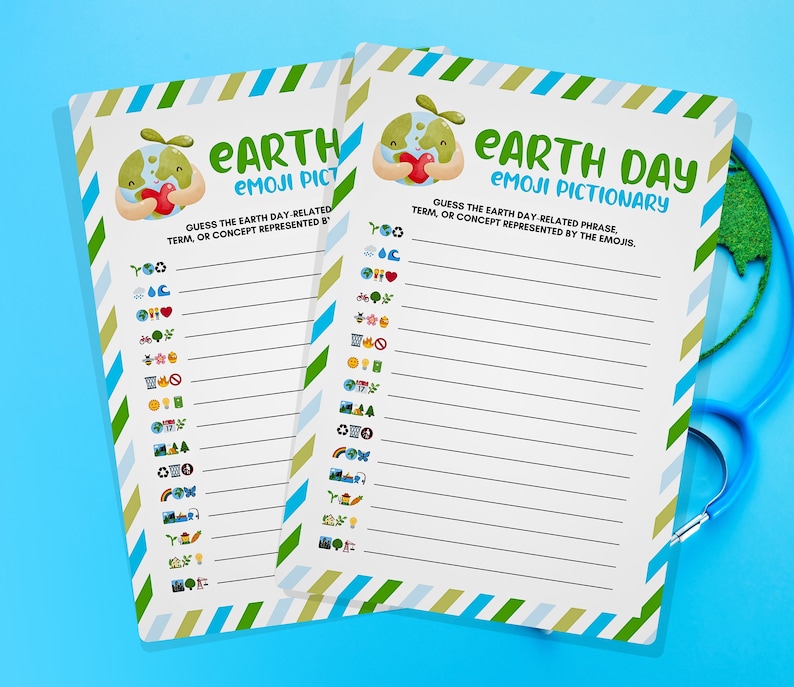 Earth Day Emoji Pictionary, Earth Emoji Quiz, Save the Ocean, Green ...