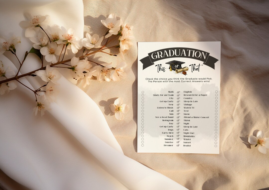 This or That Graduation Game, Graduation Party Games, This or That ...