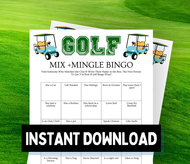 Golf Mix and Mingle Bingo Game, Guest Bingo Game, Icebreaker Activity ...