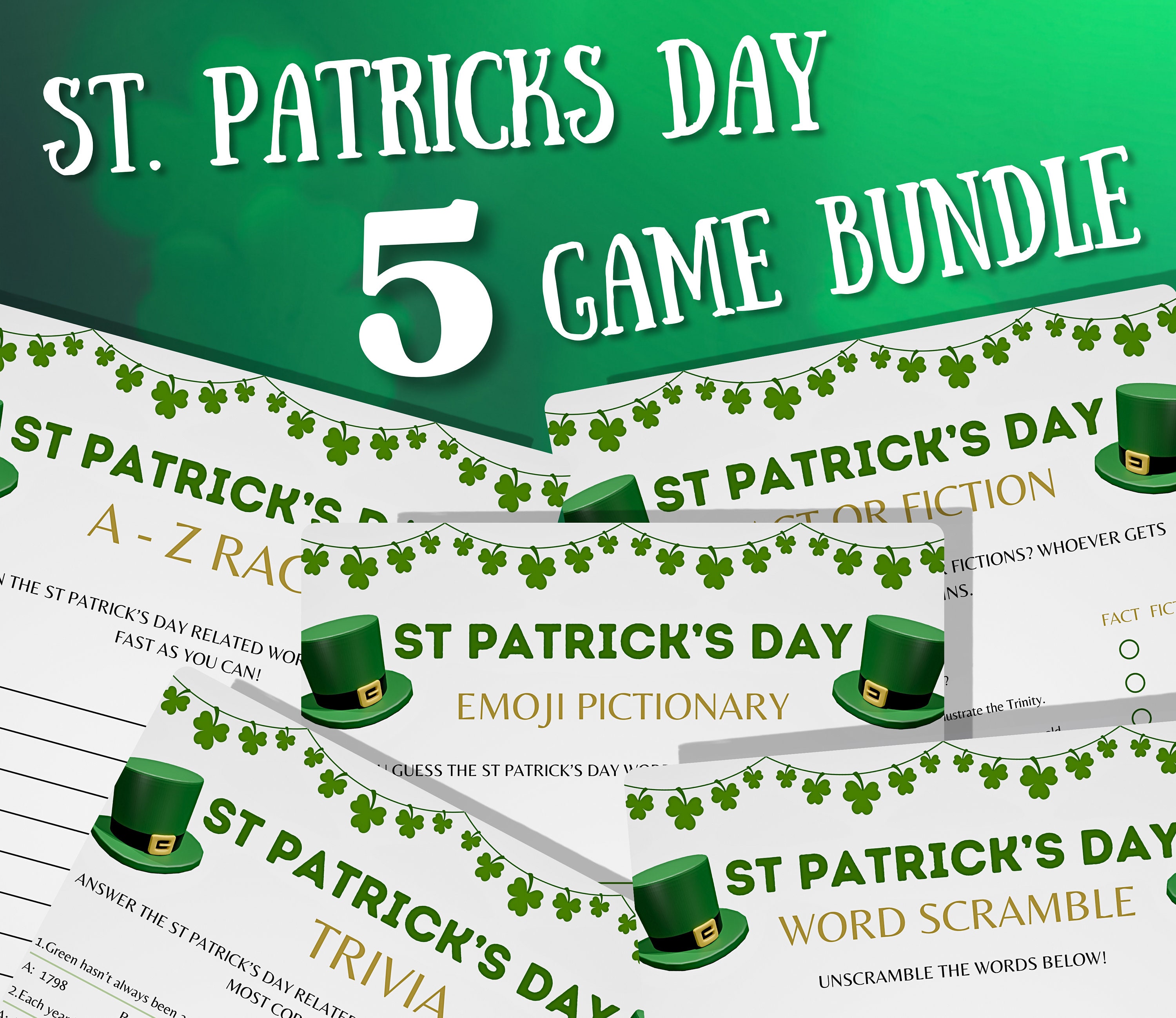 St Patricks 5 Game Bundle, St Patricks Day Games, Fun Activities for ...