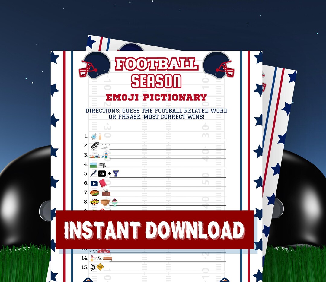 Football Season Emoji Pictionary Game, Emoji Quiz, Watch Party Game ...