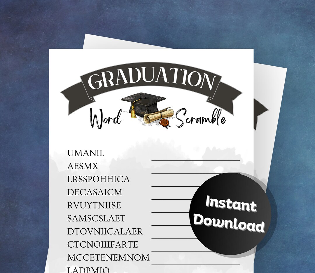 Graduation Word Scramble Game, Word Scramble Printable, Grad Scramble ...