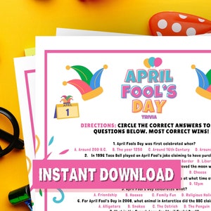 April Fools Trivia Game, April Fools Day Printable, April Game, Party ...