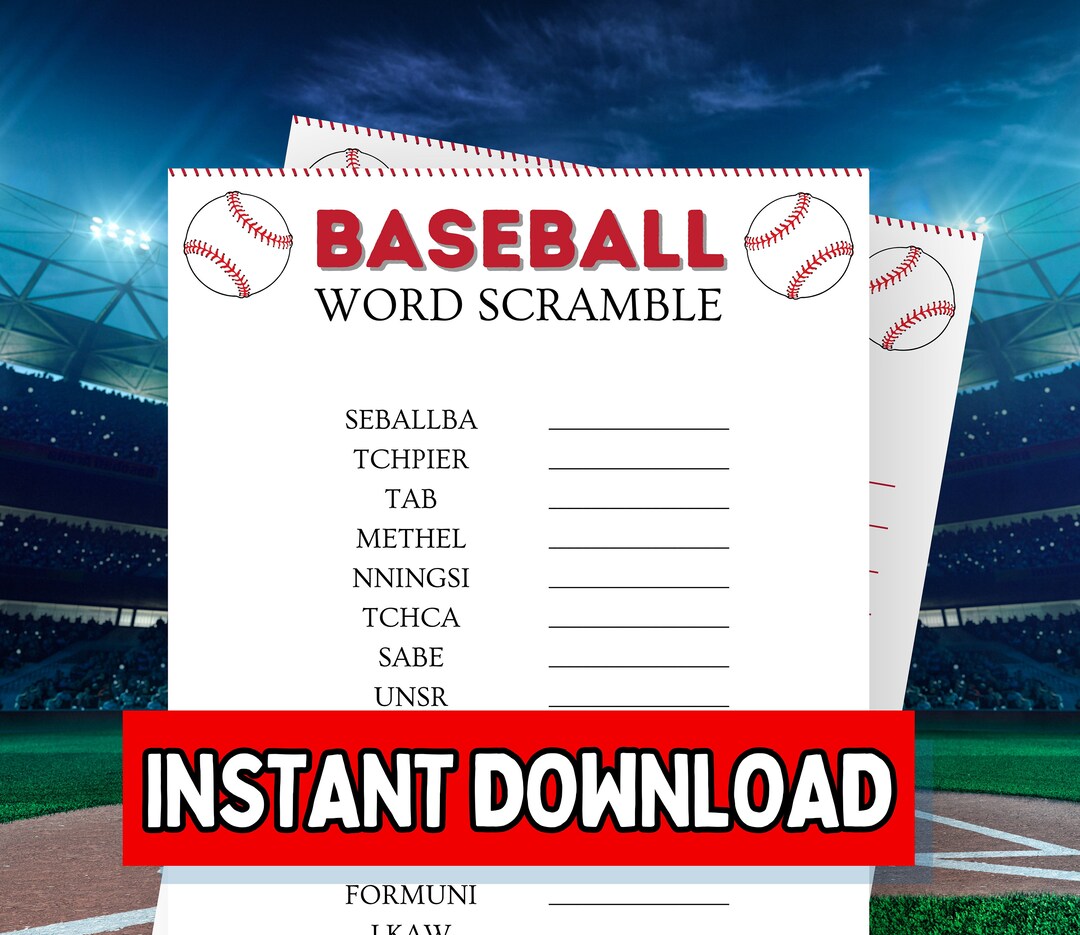 Baseball Word Scramble Game, Word Scramble, Fun Baseball Activity, for ...