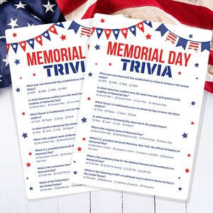 Memorial Day Trivia Game Printable - Etsy