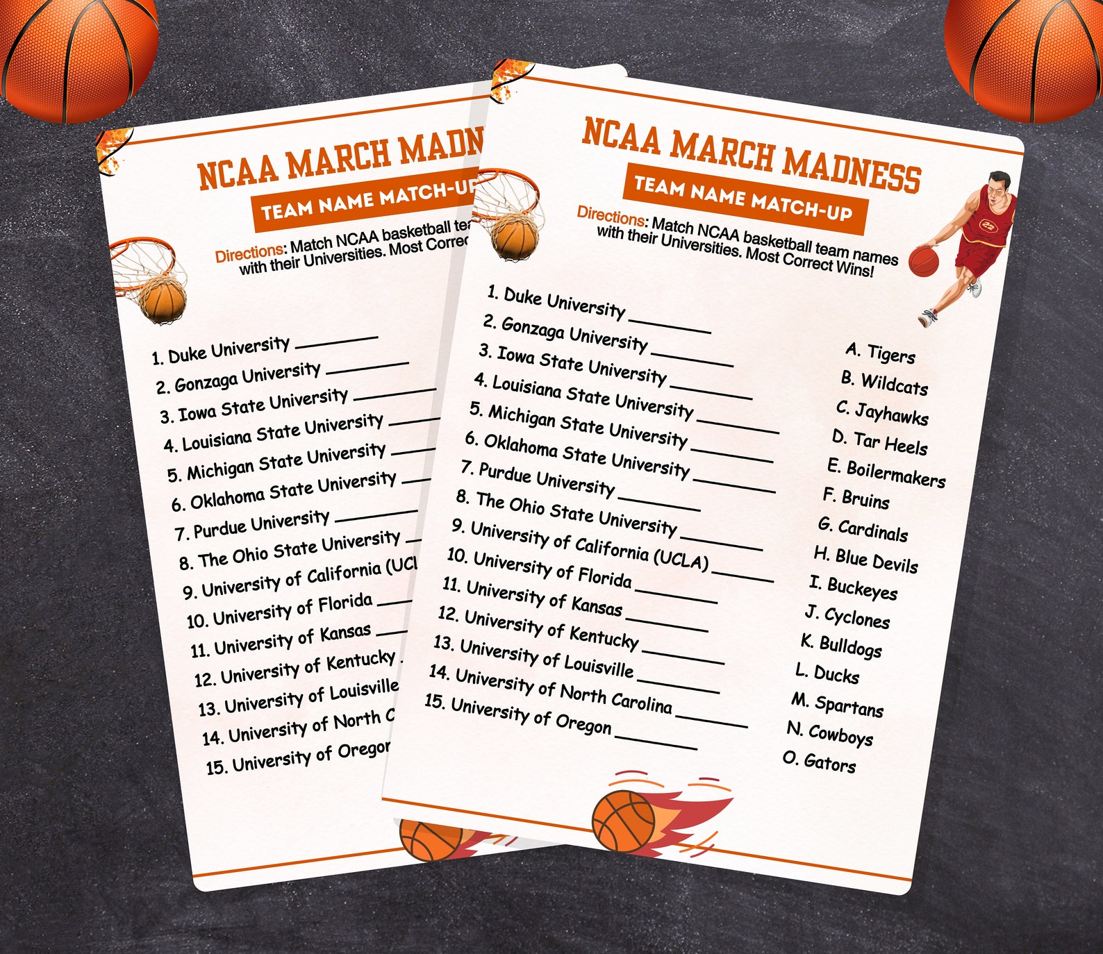 March Madness Team Name Match Up, NCAA Team Game, NCAA Games, March ...