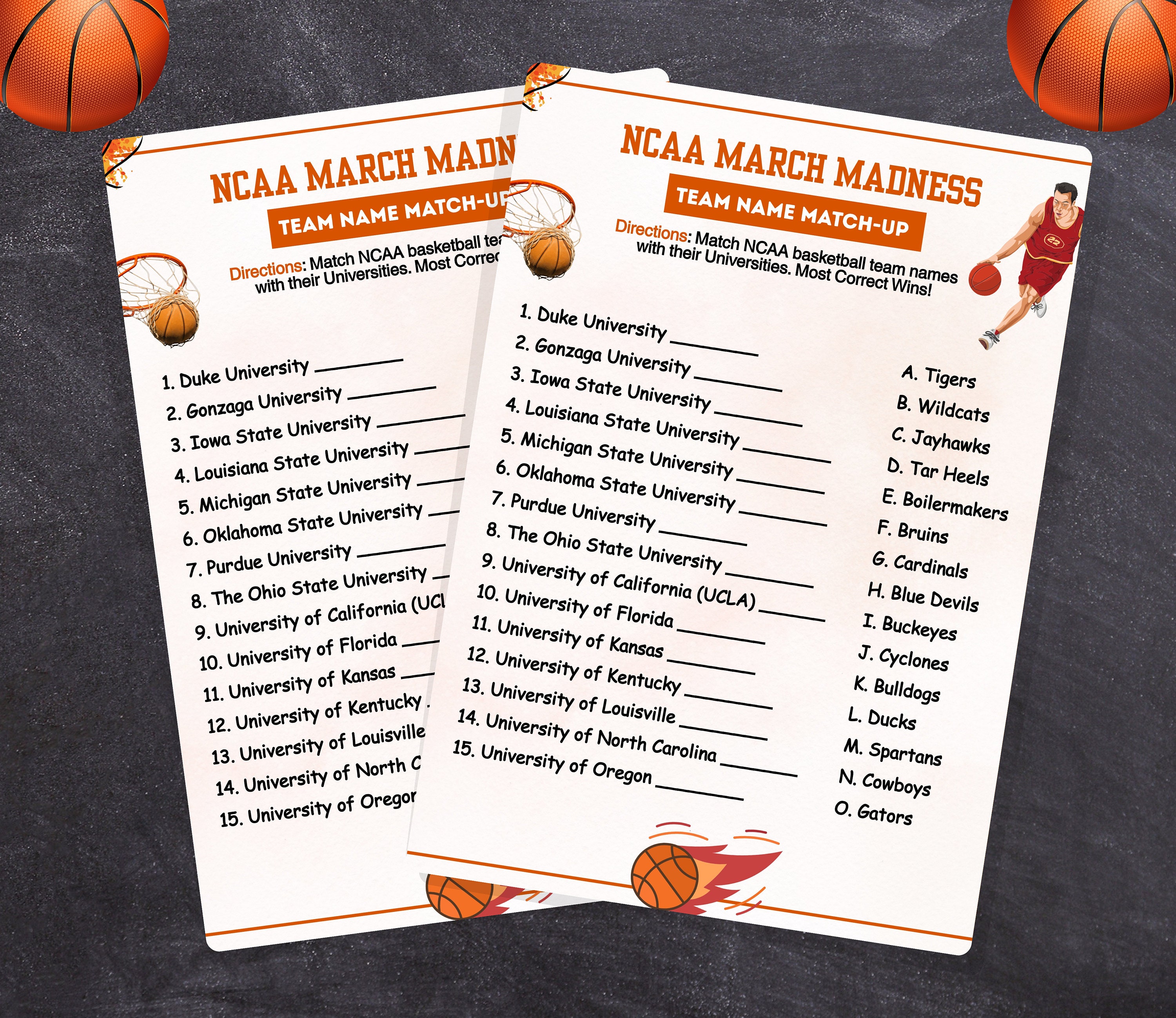 March Madness Team Name Match Up, NCAA Team Game, NCAA Games, March ...